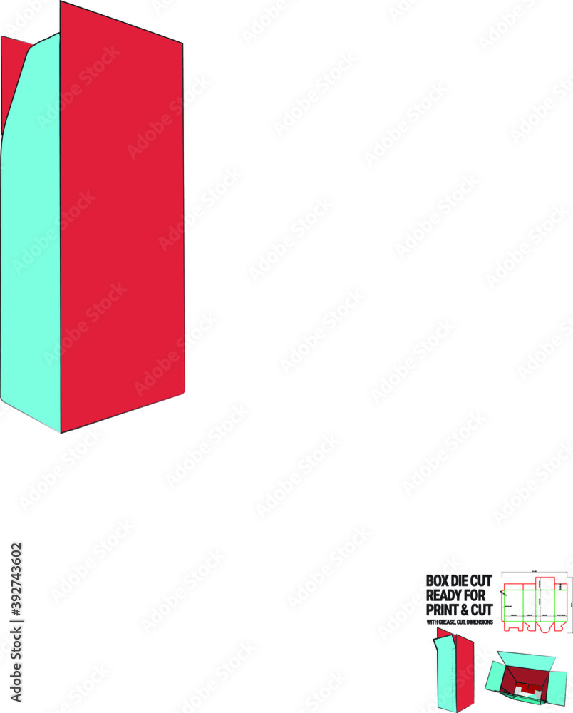 Vektorová grafika „Box Die Cut Cube Template with 3D Preview organised ...
