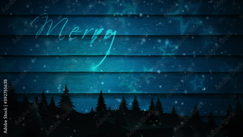 Merry Christmas Scene on Barn Wood Siding 4K Loop features a pine ...