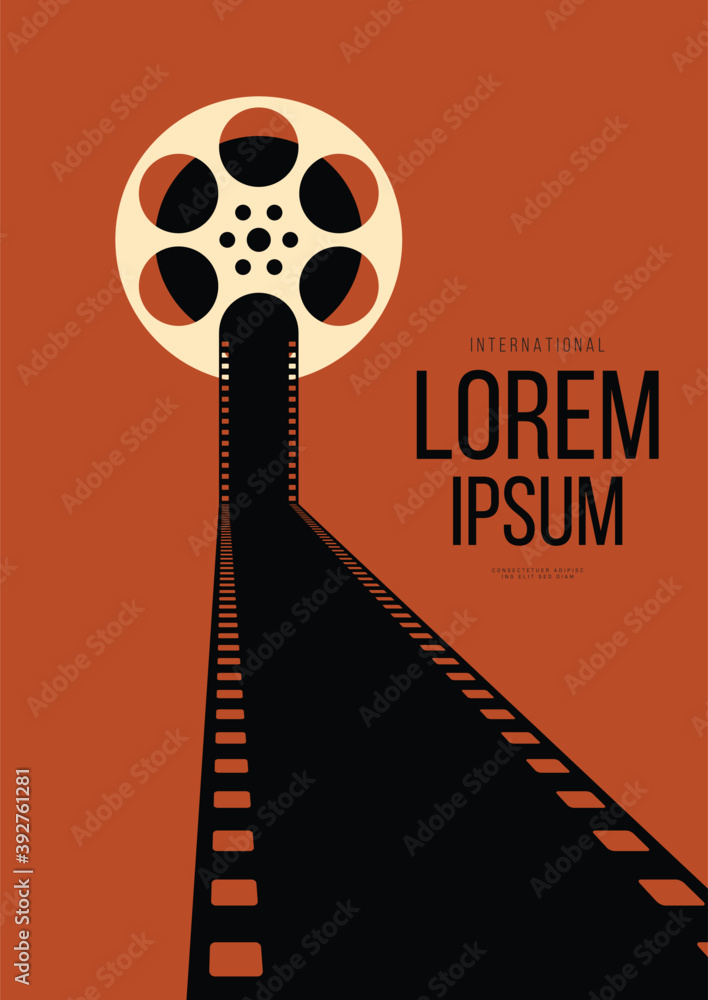 Movie and film poster design template background with vintage retro ...