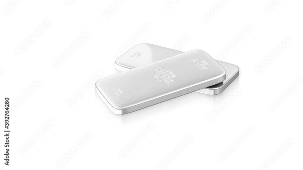 Two Flat Silver Bars Rotating on white and Chroma key background 4K ...