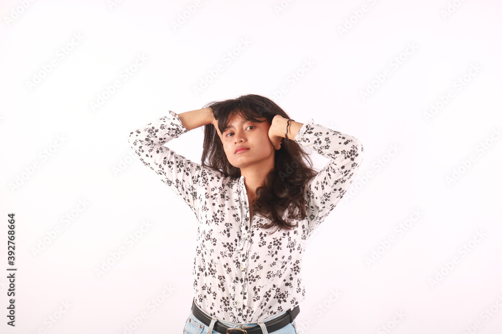 Beauty portrait of female face on white background Stock Photo | Adobe ...
