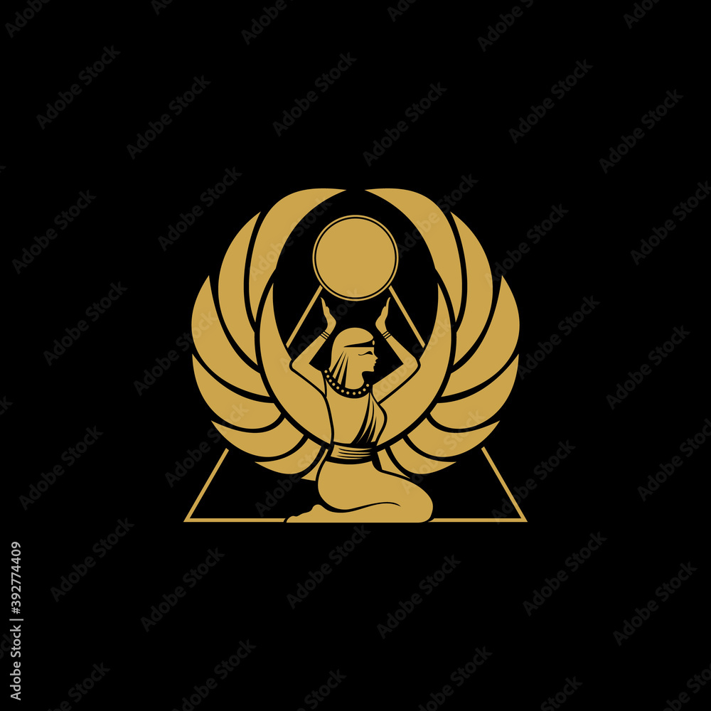 Photo & Art Print vintage golden royal egyptian goddess isis vector ...