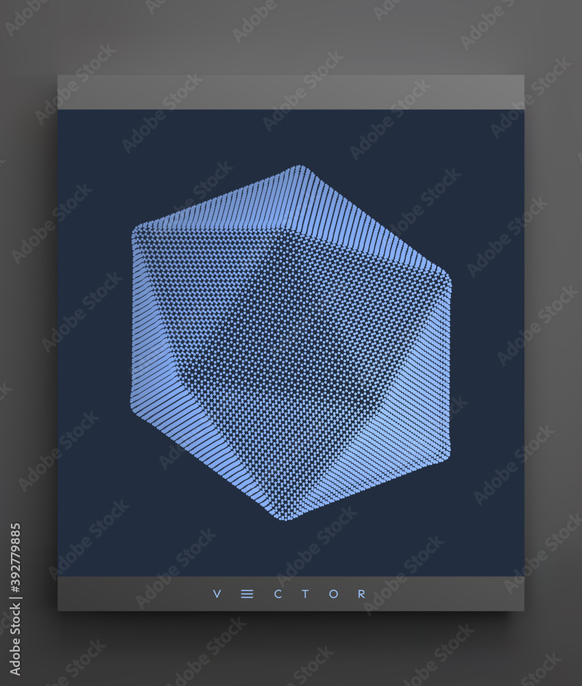 Crystal consisting of small particles. Object with dots. Molecular grid ...