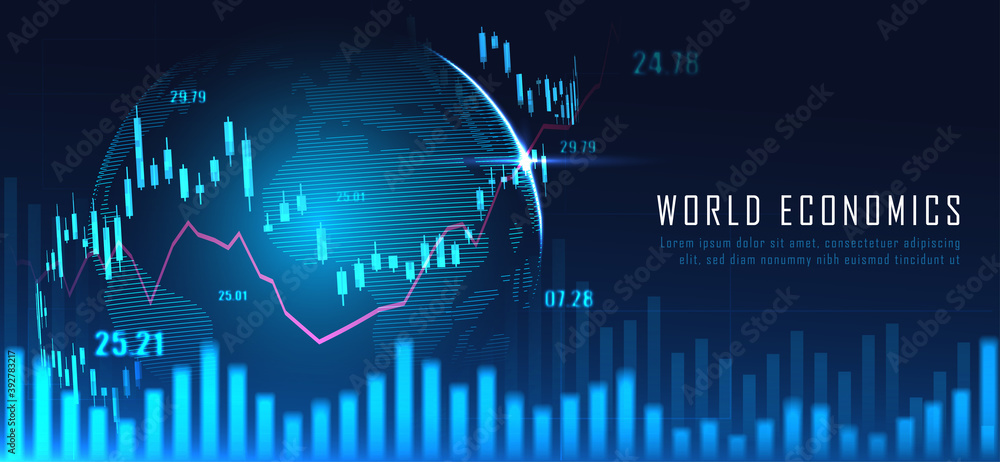 World map with graph in futuristic concept suitable for financial ...