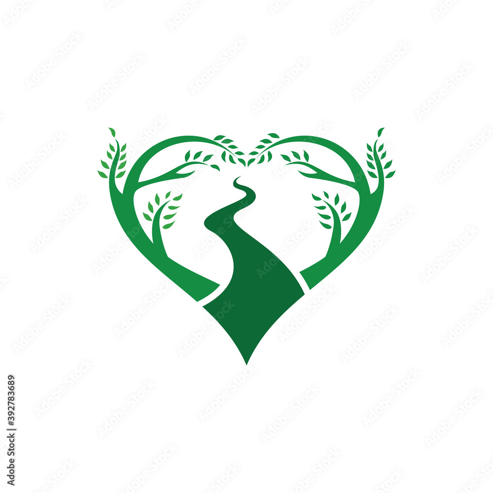 simple modern heart tree path vector icon Stock Vector | Adobe Stock