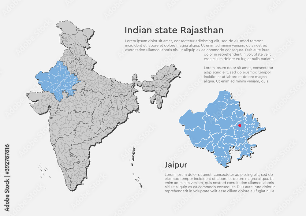 India map country state Rajasthan, vector template Stock Vector | Adobe ...
