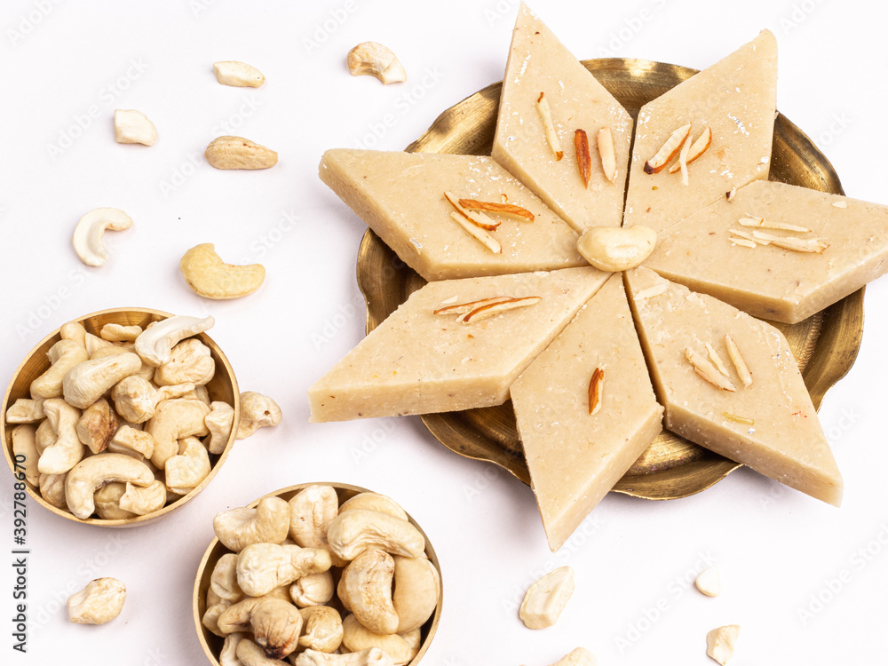 Kaju katli / kaju barfi is a diamond shape indian sweet made with using ...