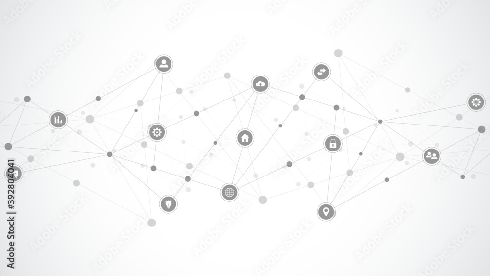 Information technology background with infographic elements and flat ...