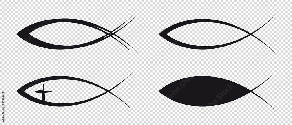 Christian Fish Symbols - Different Vector Illustrations - Isolated On ...