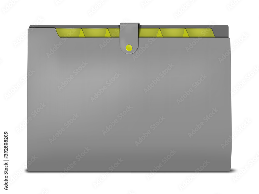 Closed file organizer with tabbed folders inside, realistic vector ...
