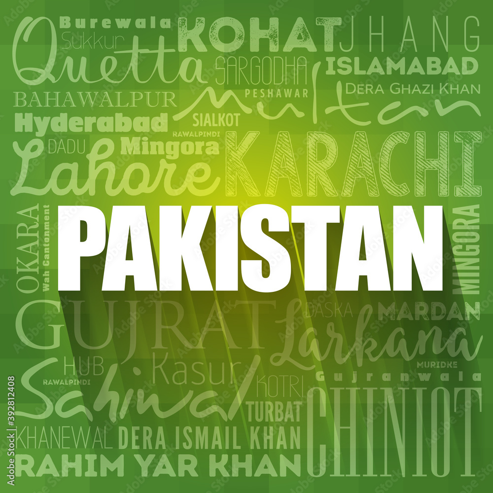 List of cities and towns in Pakistan, word cloud collage, business and ...