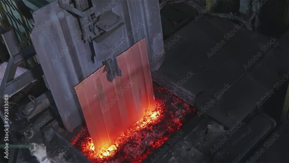 Automated copper feed line to the furnace. The melting of copper in the ...