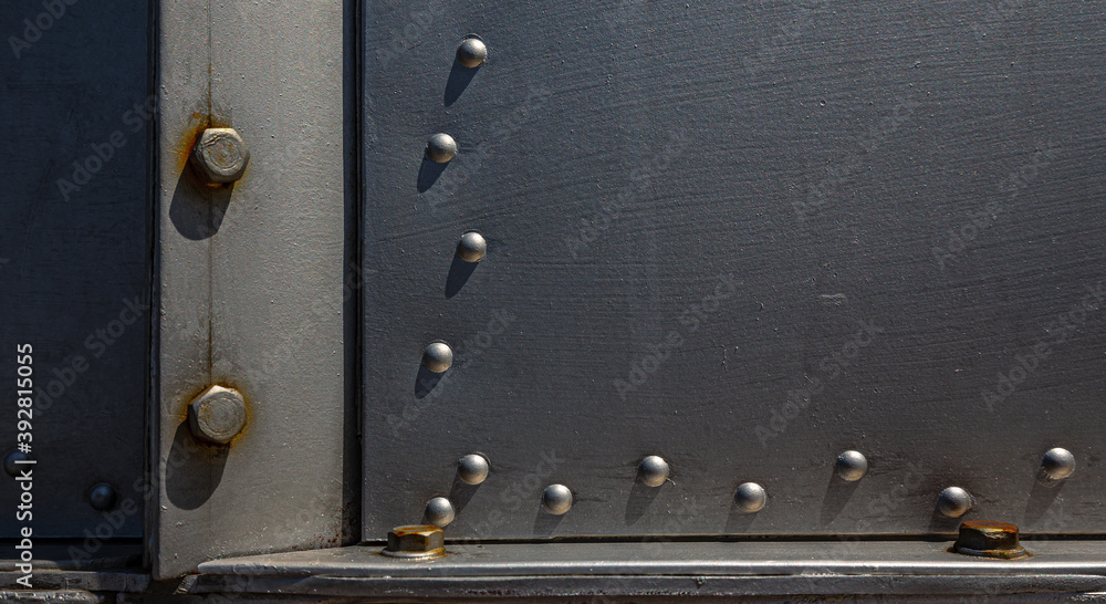 Metal sheet, garage part, wall screwed in with bolts, nuts, screws ...