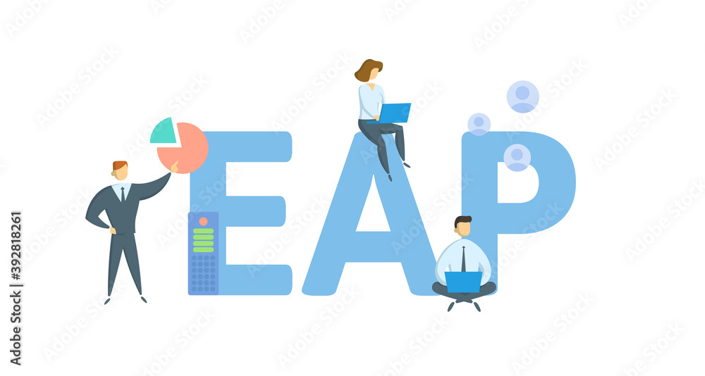 EAP, Employee Assistance Program. Concept with keywords, people and ...