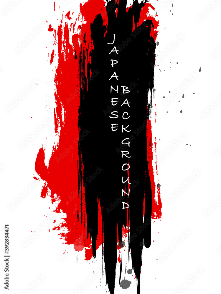 Red and black abstract background with ink splats. Japanese style ...