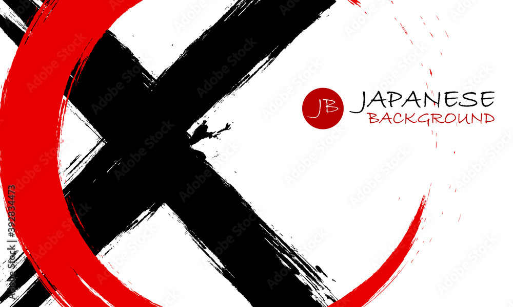 Red and black abstract background with ink splats. Japanese style ...