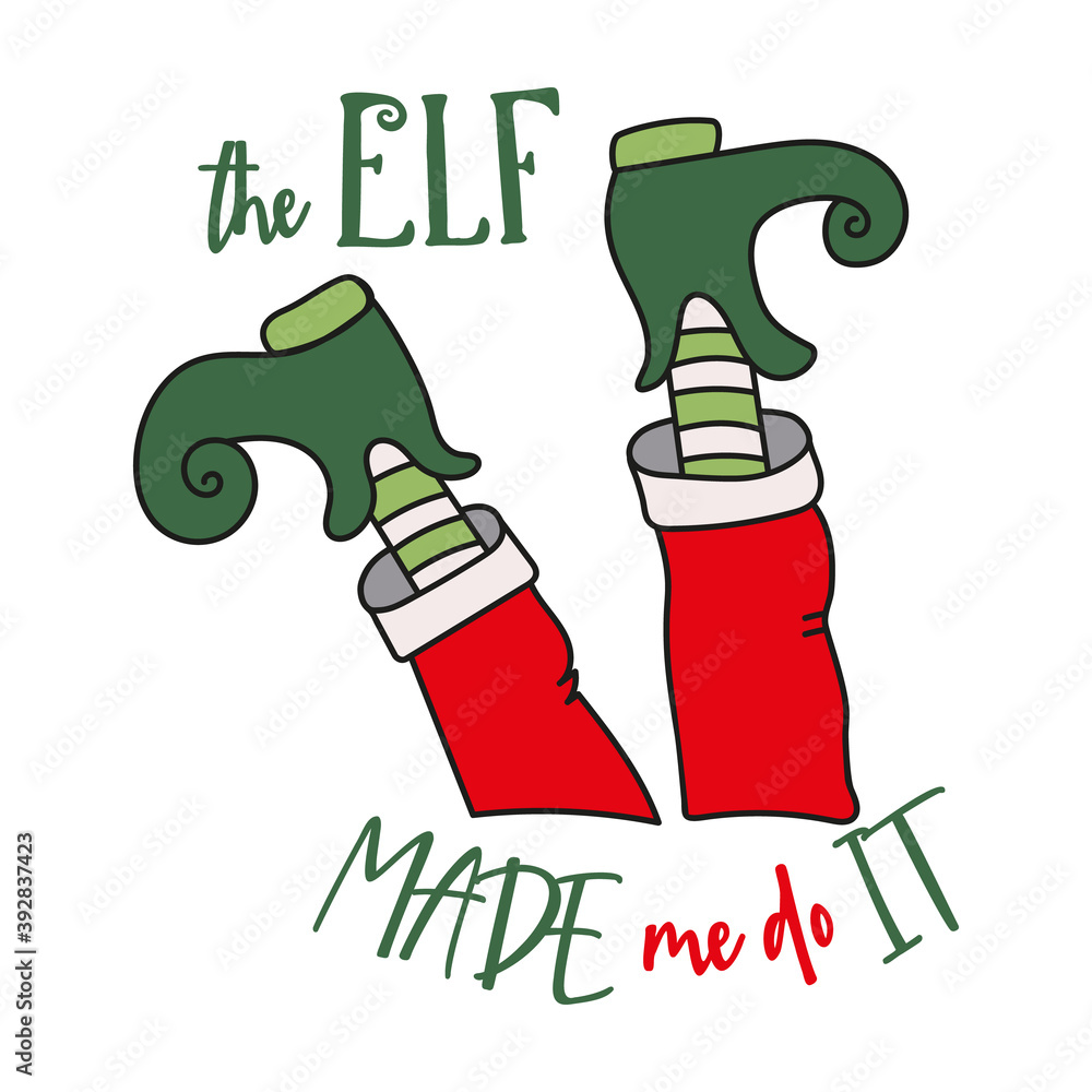 Cartoon illustration with elf legs feet. Christmas elf feet, vector ...