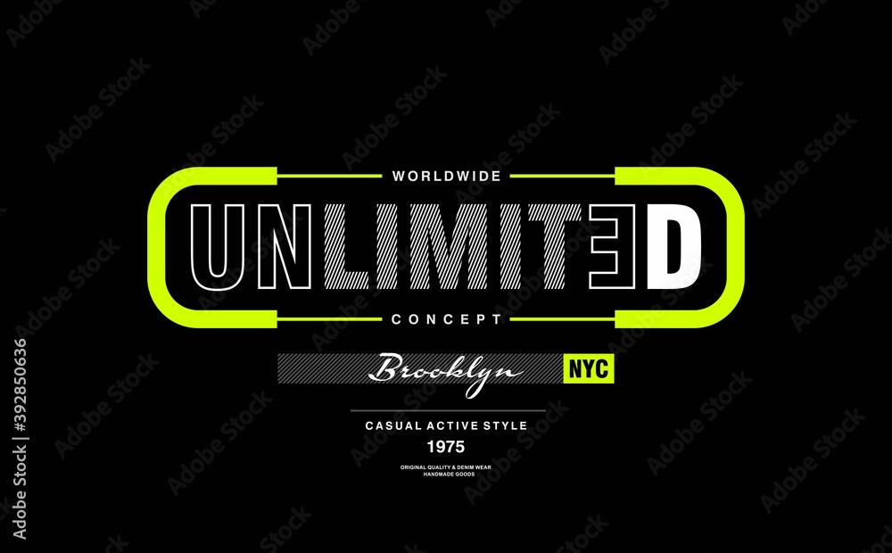 UNLIMITED CONCEPT typography graphic design, for t-shirt prints, vector ...