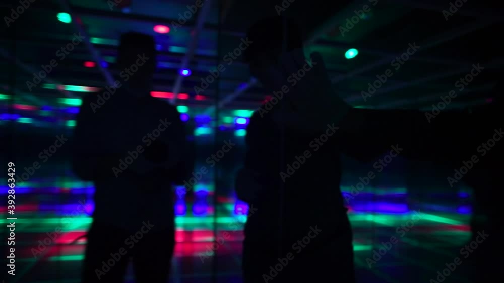 Escape game dark room with lasers light and mirrors. Adrenaline ...