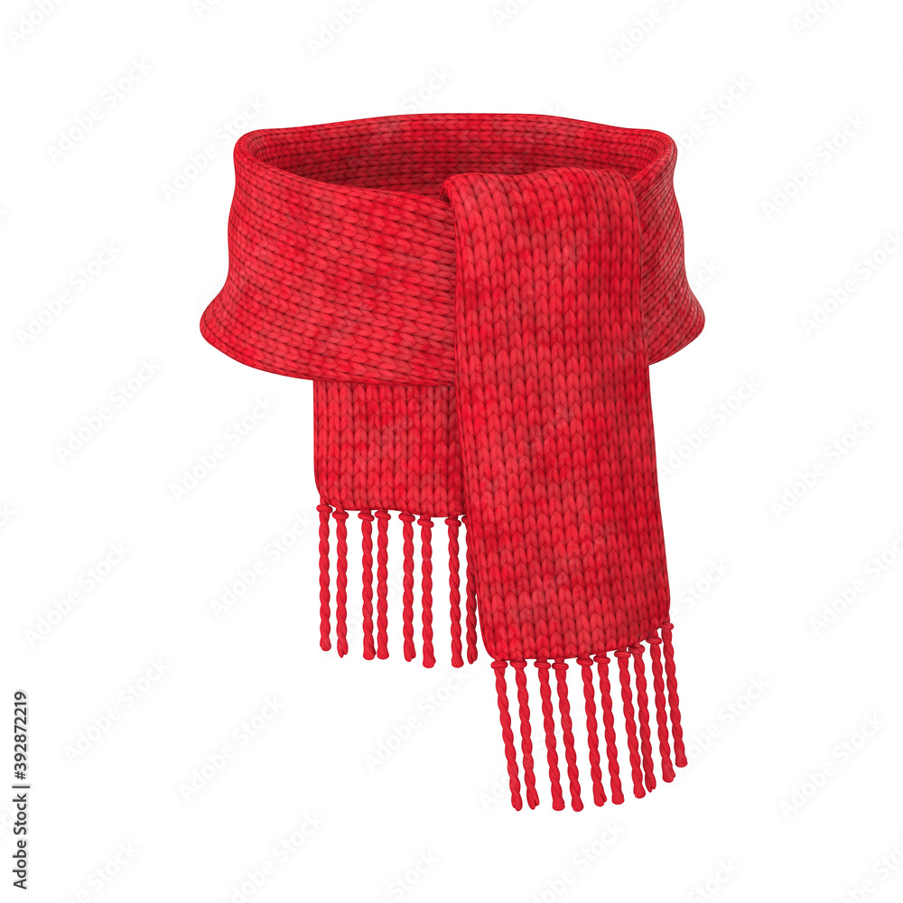 Red wool scarf on a white background, 3D render Stock Illustration ...