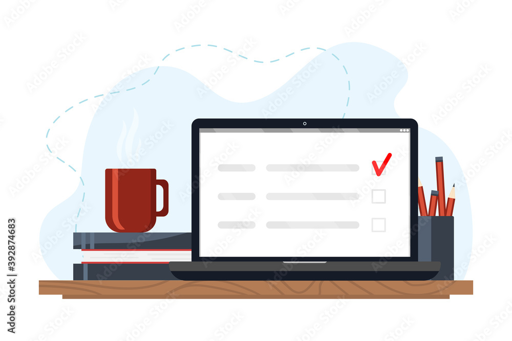 Computer screen with checklist document. Concept of paper checklist and ...