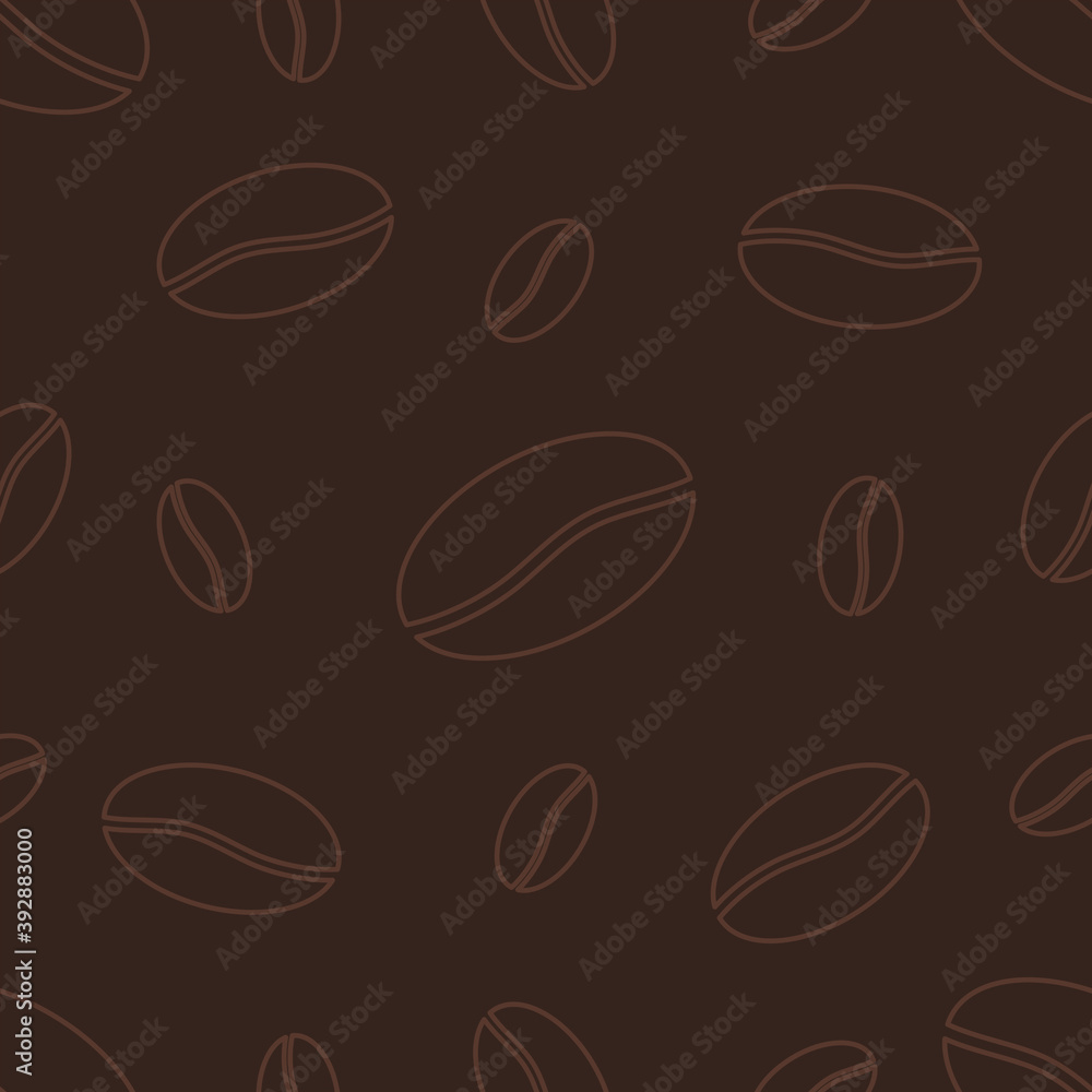 Hand drawn Coffee beans outline seamless pattern background. Great for ...
