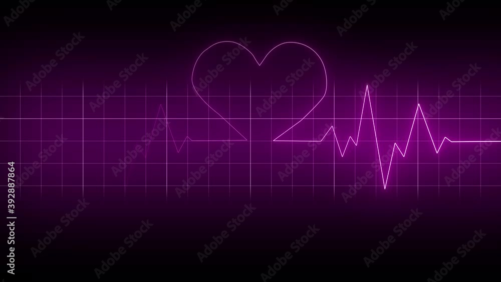 Purple concept animation of an ECG , EKG heartbeat cardiogram forming ...