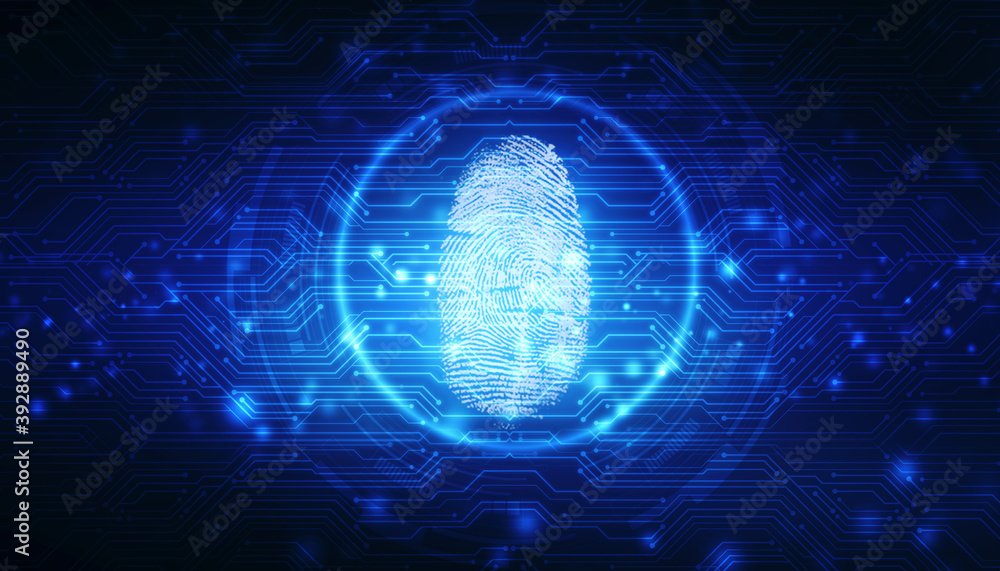 cyber security and digital lines with fingerprint abstract. Abstract ...