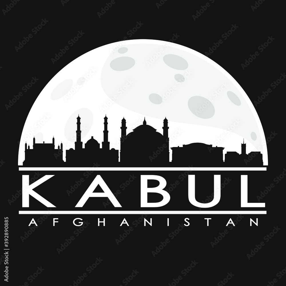 Kabul Afghanistan Skyline City Flat Silhouette Design Background- Stock ...