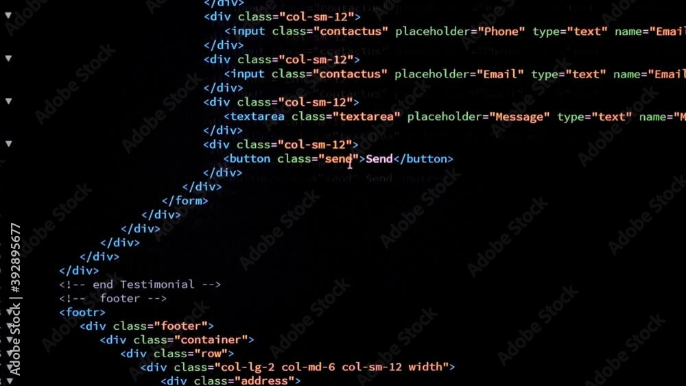 Developer Is Browsing Html Code On The Computer Screen Code Scrolling Computer Script Concept