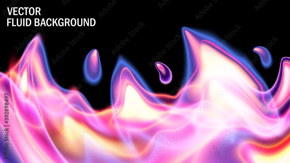 Vector graphics. Neon plasma lights on a black background. Chaotic ...