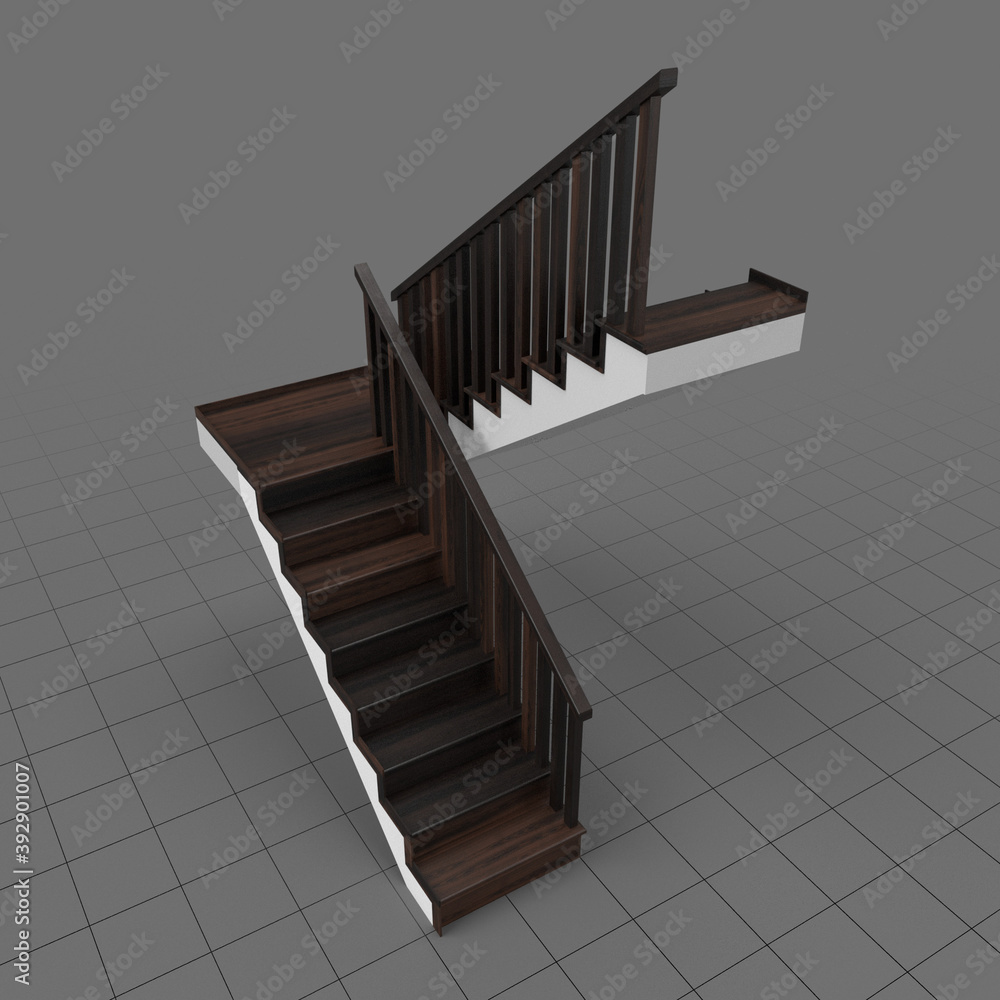 Half landing staircase Stock 3D asset | Adobe Stock