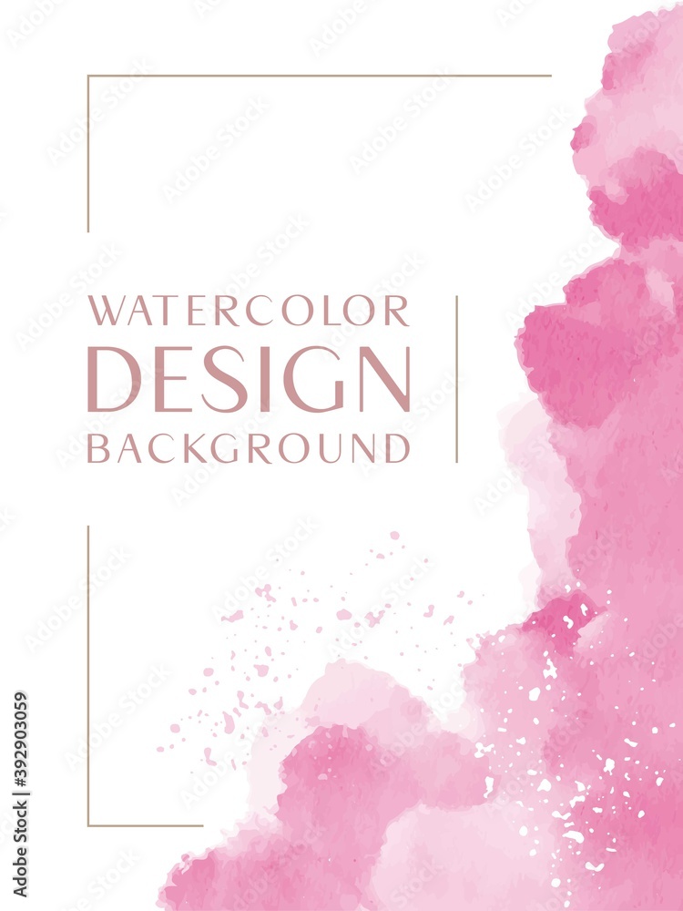 Abstract art watercolor vector illustration in pastel pink colors with ...