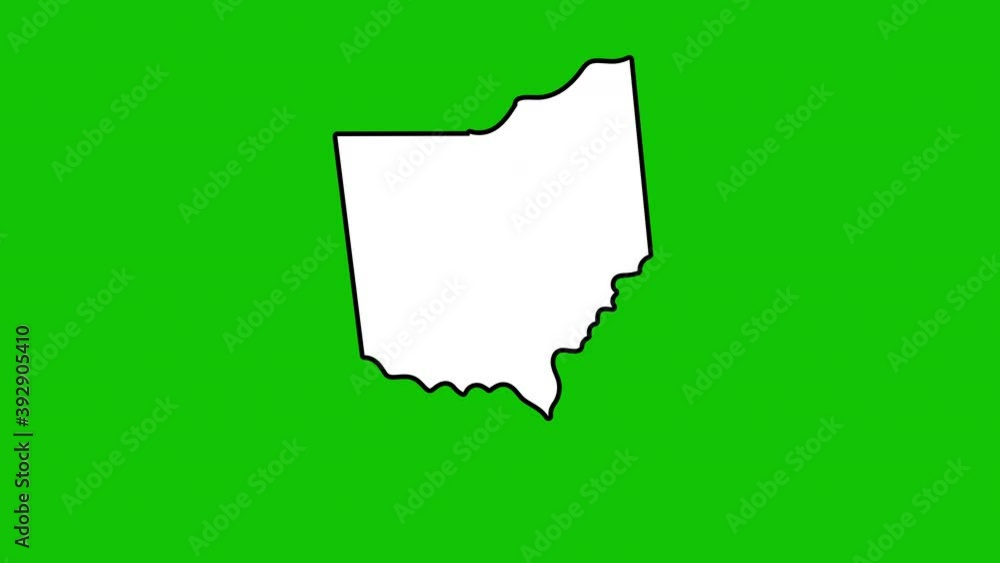 Ohio state of USA. Animated map of USA showing state of Ohio. Outline ...