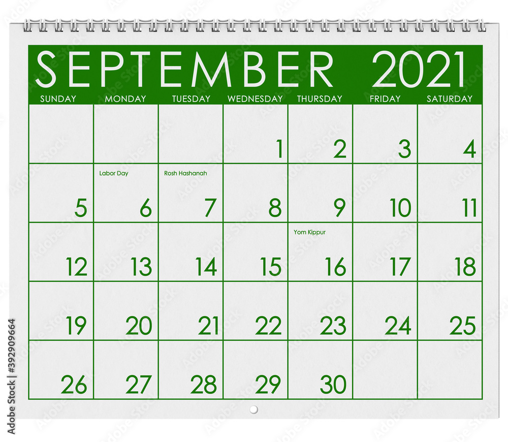 2021: Calendar: Month Of September Stock Photo | Adobe Stock