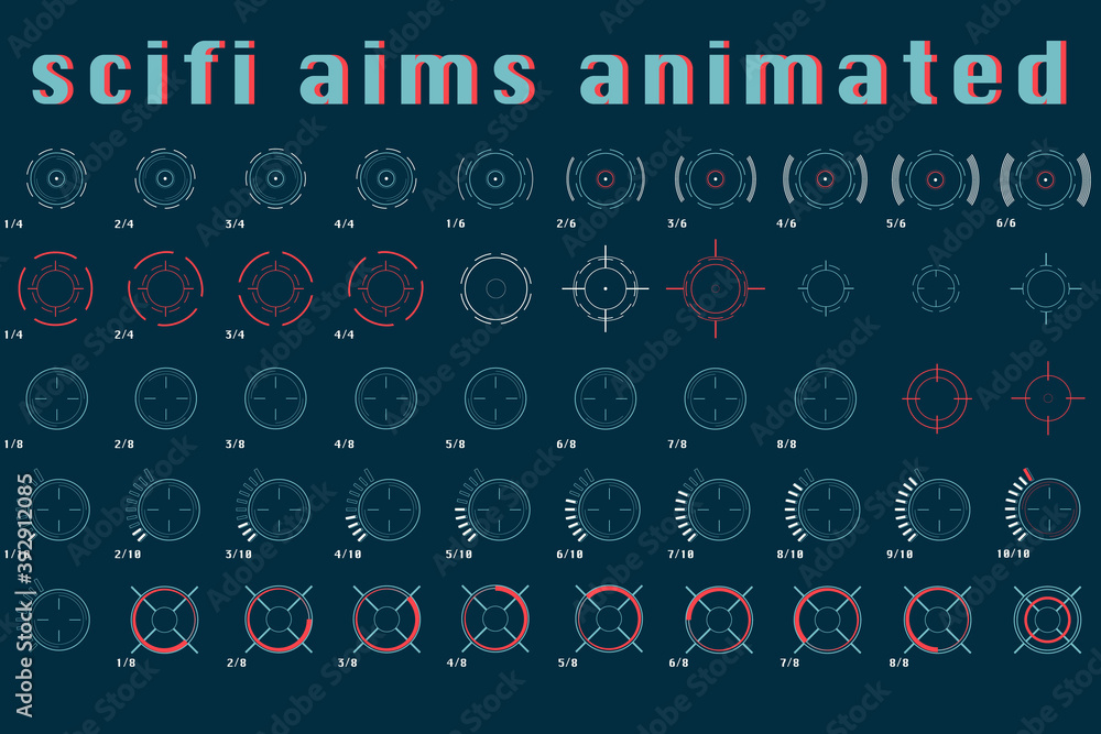 Vetor de ANIMATED SCIFI target aim crosshair collection. Creative ...