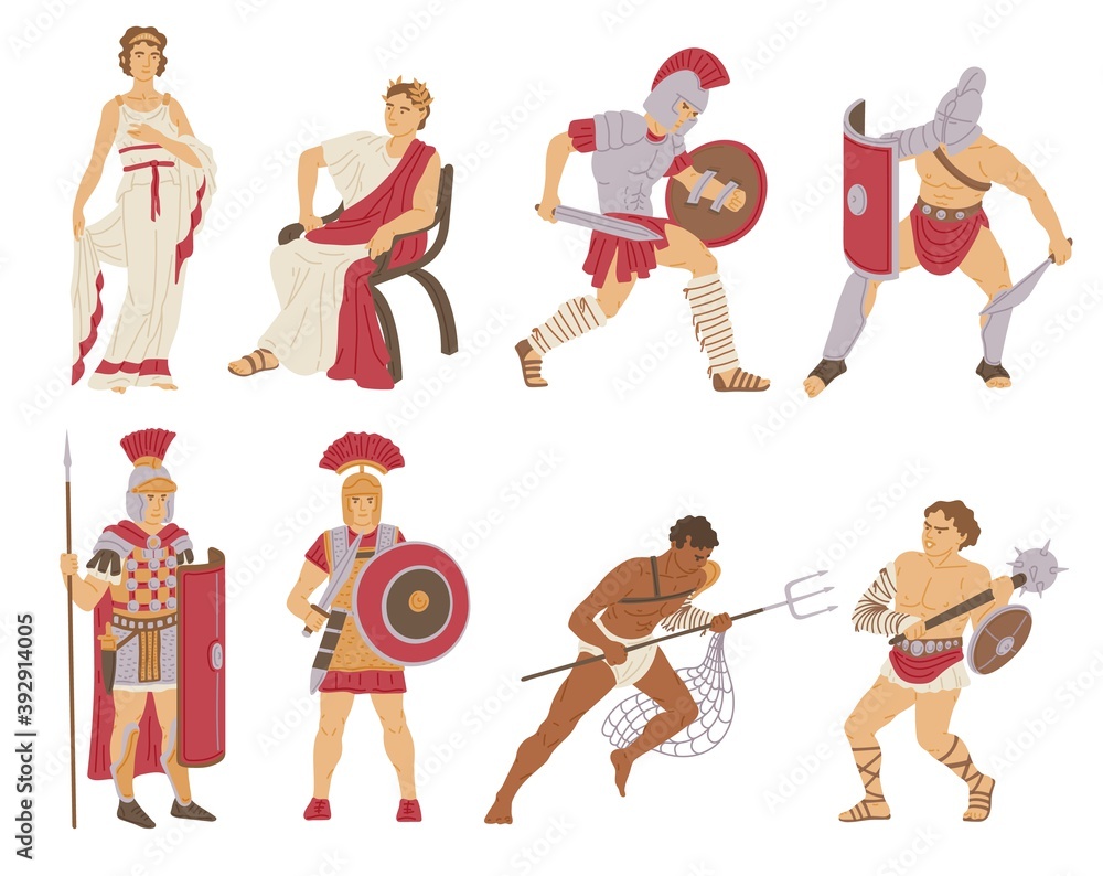Vector set of historical characters free and slaves people of ancient ...