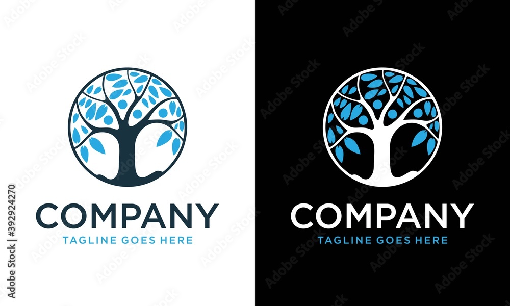 Circle Tree vector logo this beautiful tree is a symbol of life, beauty ...