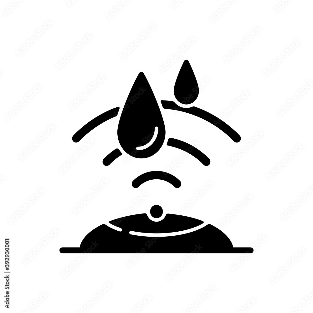 Water sensor black glyph icon. Detecting rain falling. Alerting when ...