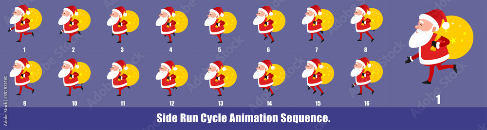 Vetor de Christmas Santa Claus Walk Cycle Animation, Loopable Walk ...