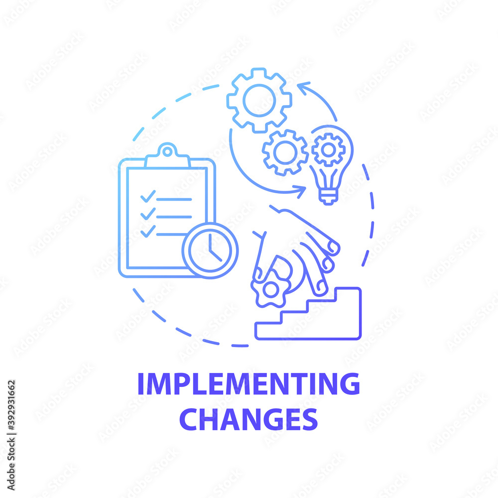 Implementing changes concept icon. Business consulting stage idea thin ...