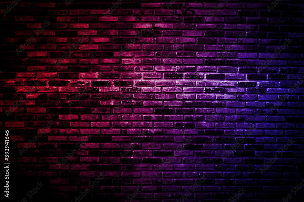 Neon light on brick walls that are not plastered background and texture ...