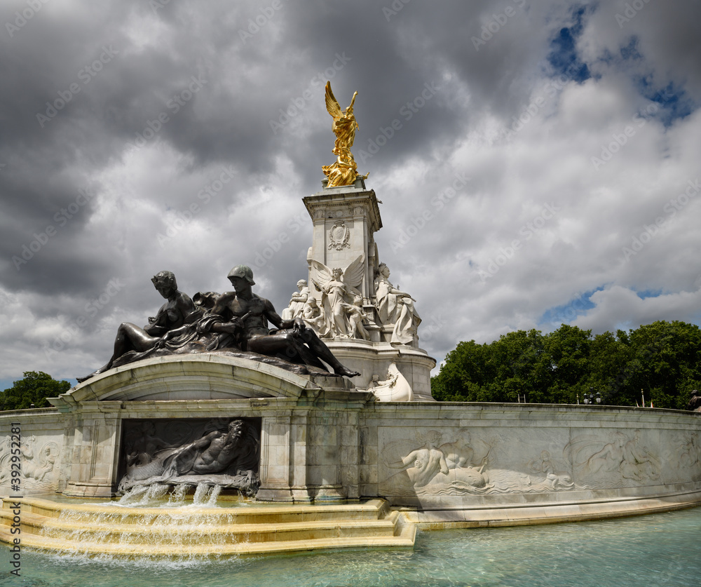 Nautical theme of fountain of Victoria Memorial monument to Queen ...