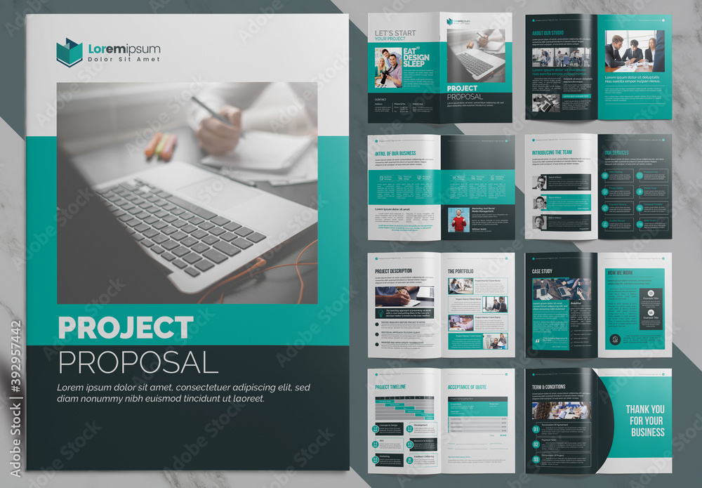 Project Proposal Business Brochure with Clean Layout Stock Template ...