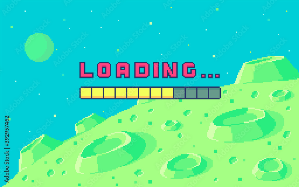 Pixel art design with outdoor landscape background. Stock Vector ...