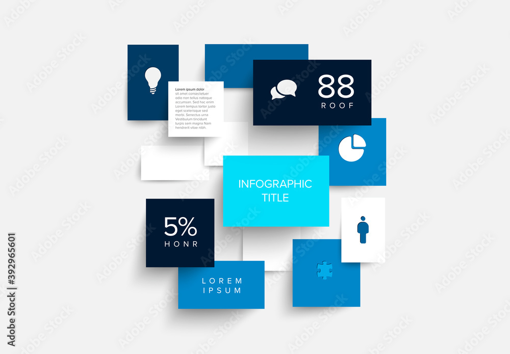 Blue Flat Design Infographic Layout of Content Blocks Stock Template ...