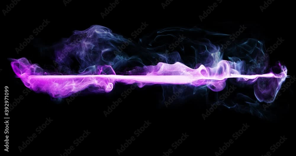 Abstract line of purple plasma colored smoke on black. 4K loop motion ...