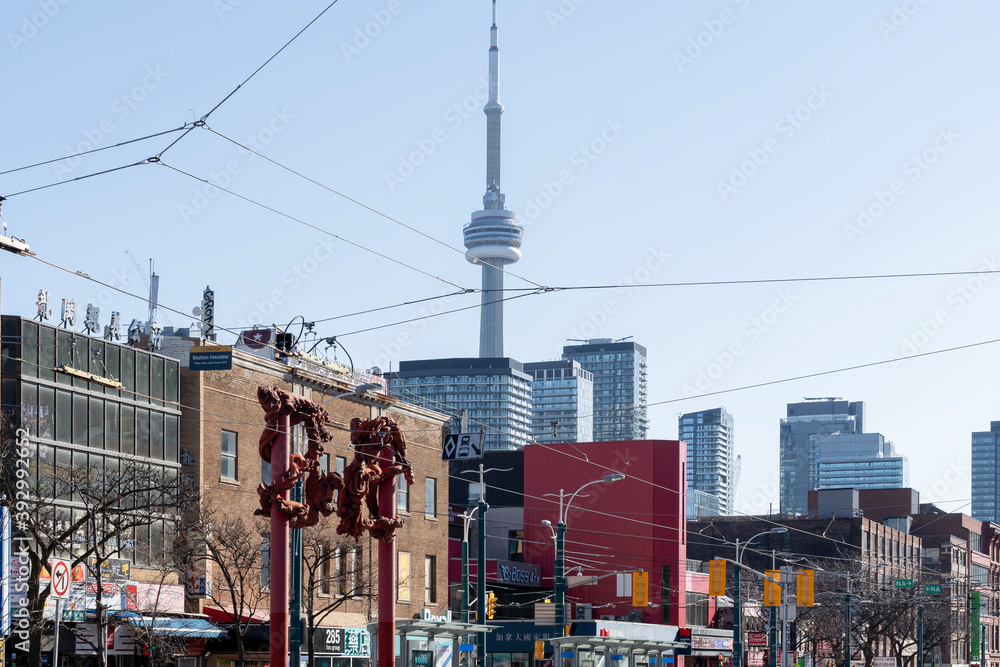 Toronto, Canada- November 14, 2020: Main China Town is shown in Toronto ...