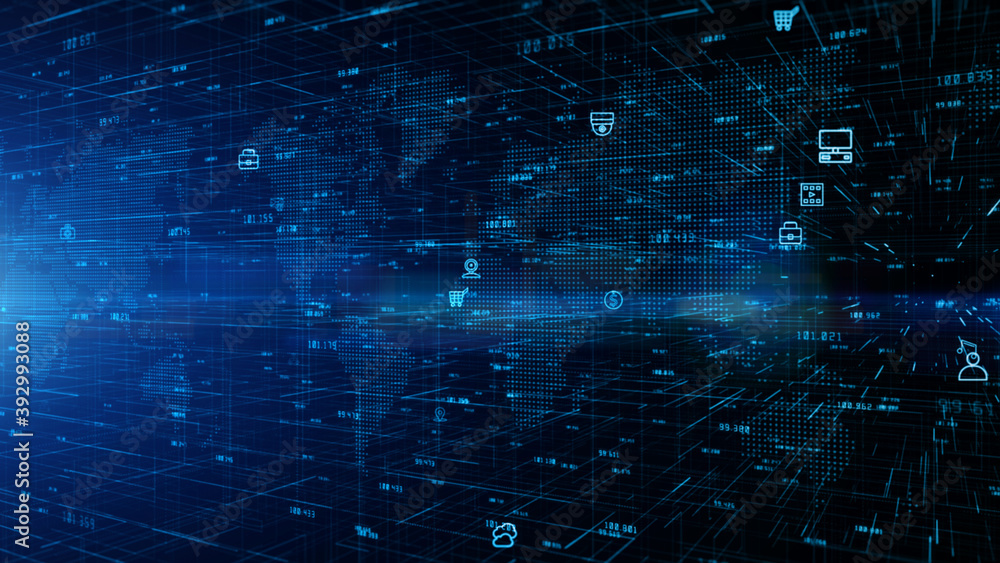 Technology Digital Data Network Connection and Cyber Security Concept ...