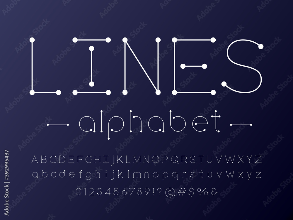 Vector of circuit board line dots alphabet design with uppercase ...